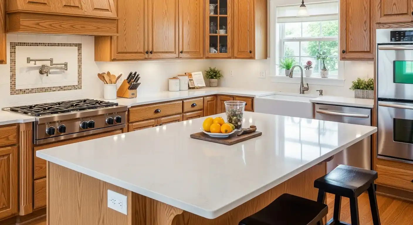 Quartz Countertops With Oak Cabinets Ideas: 19 Stylish Designs